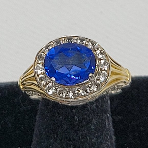 HSN | Jewelry | Hsn 925 Two Tone Ring With Blue Center Blue Stone ...